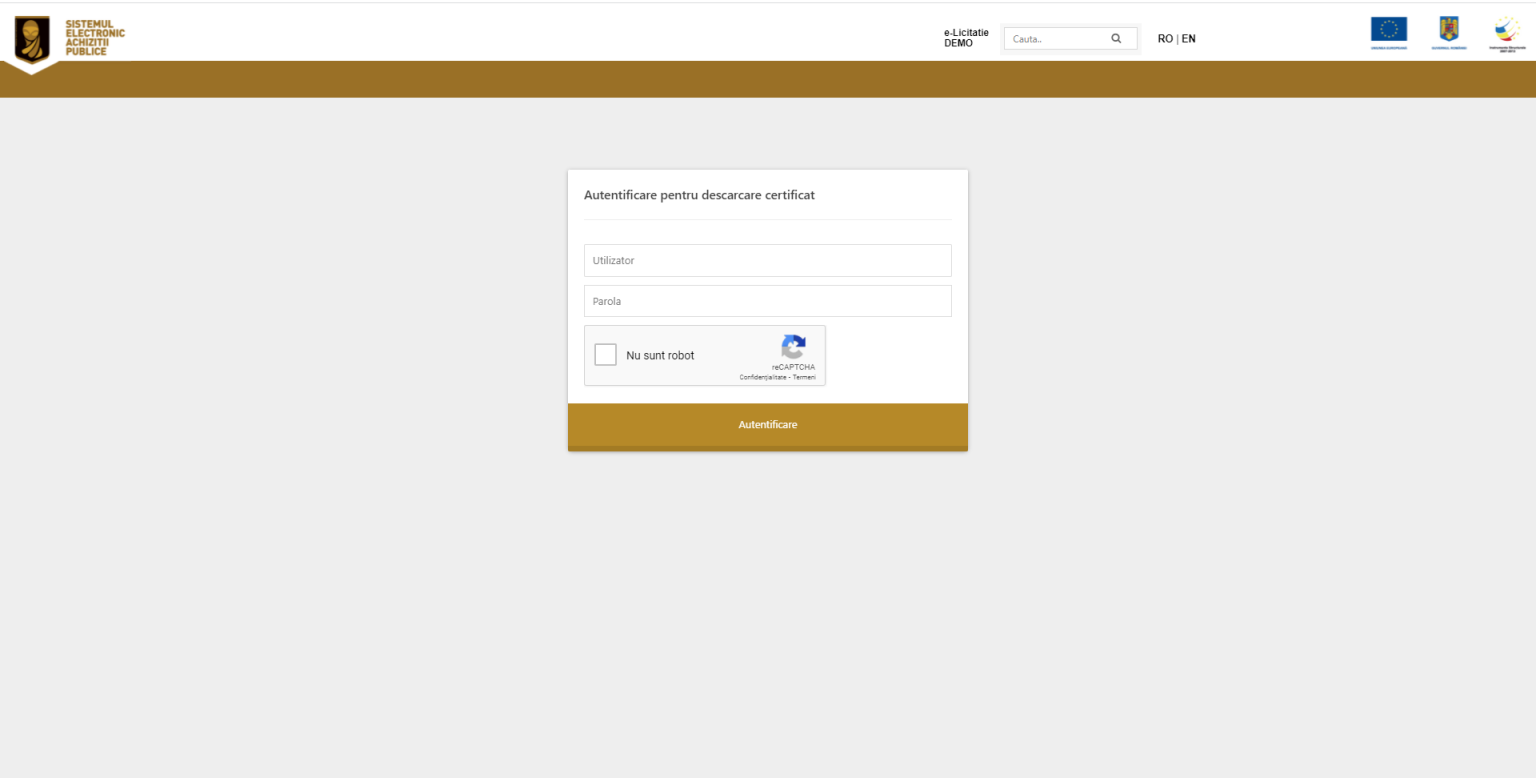 Autentificare SEAP - Licitatiisicap